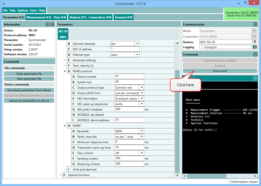 Modbus configuration